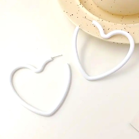 Jewelry | Super Large White Heart Hoop Earrings Valentine Love Acrylic ...